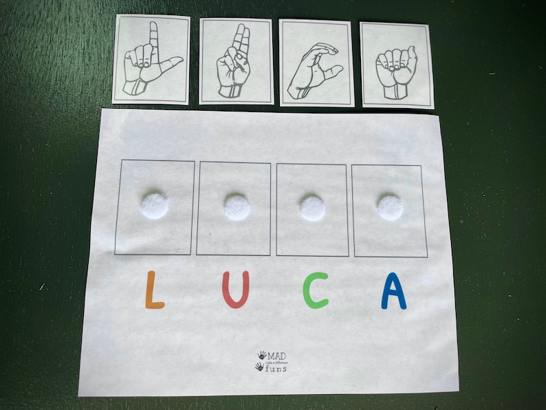 Learn Name, Teach American Sign Language Letter Matching Game| ASL ...