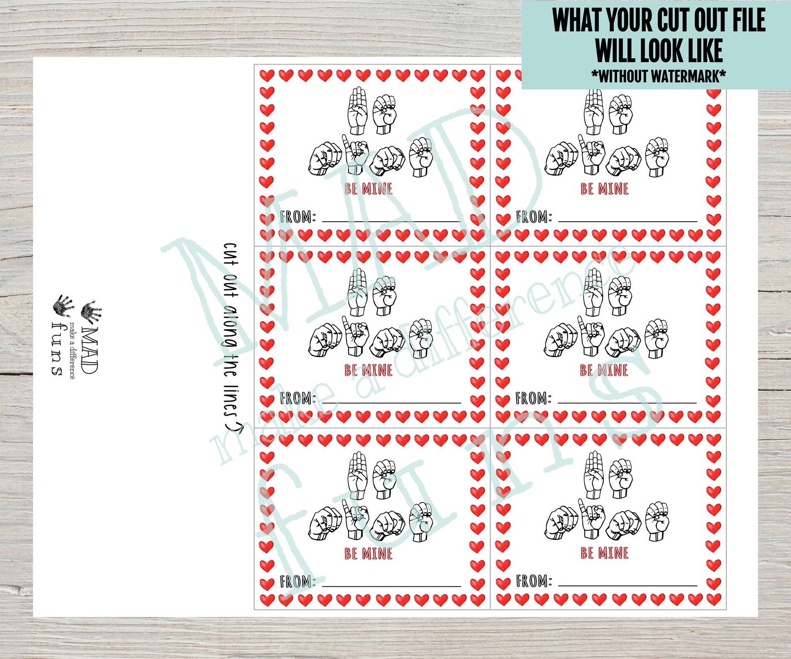 Be Mine ASL Sign Language Printable Classroom Valentines Day | Etsy