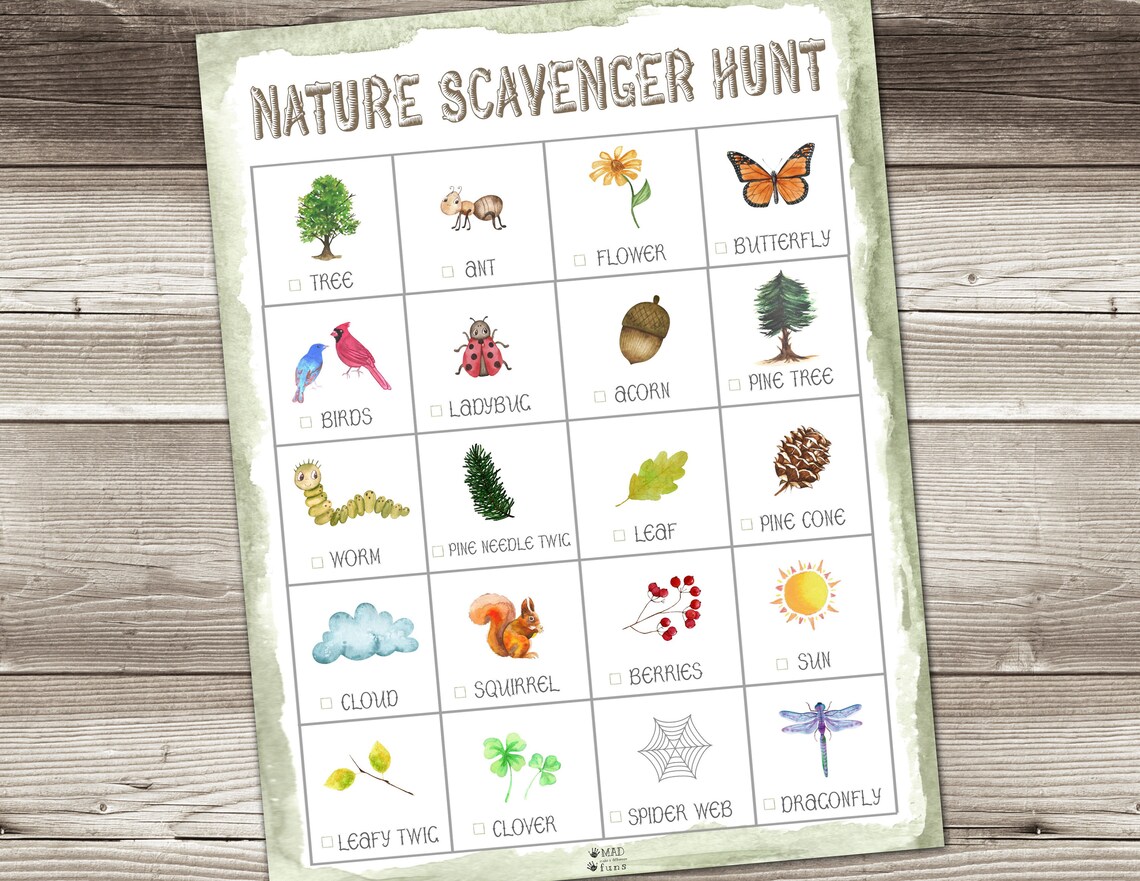 Nature Scavenger Hunt Activityinstant PRINTABLE DOWNLOAD - Etsy