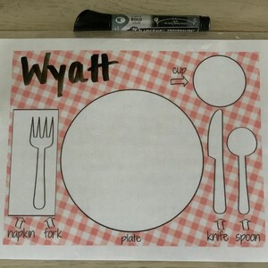 Placemat Table Setting Matching Activity |INSTANT PRINTABLE DOWNLOAD ...