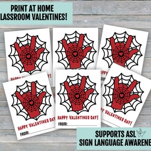 Happy Valentines Day Cards LOVE Spiderman ASL Sign Language Classroom ...