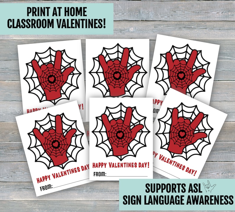 Happy Valentines Day Cards LOVE Spiderman ASL Sign Language - Etsy