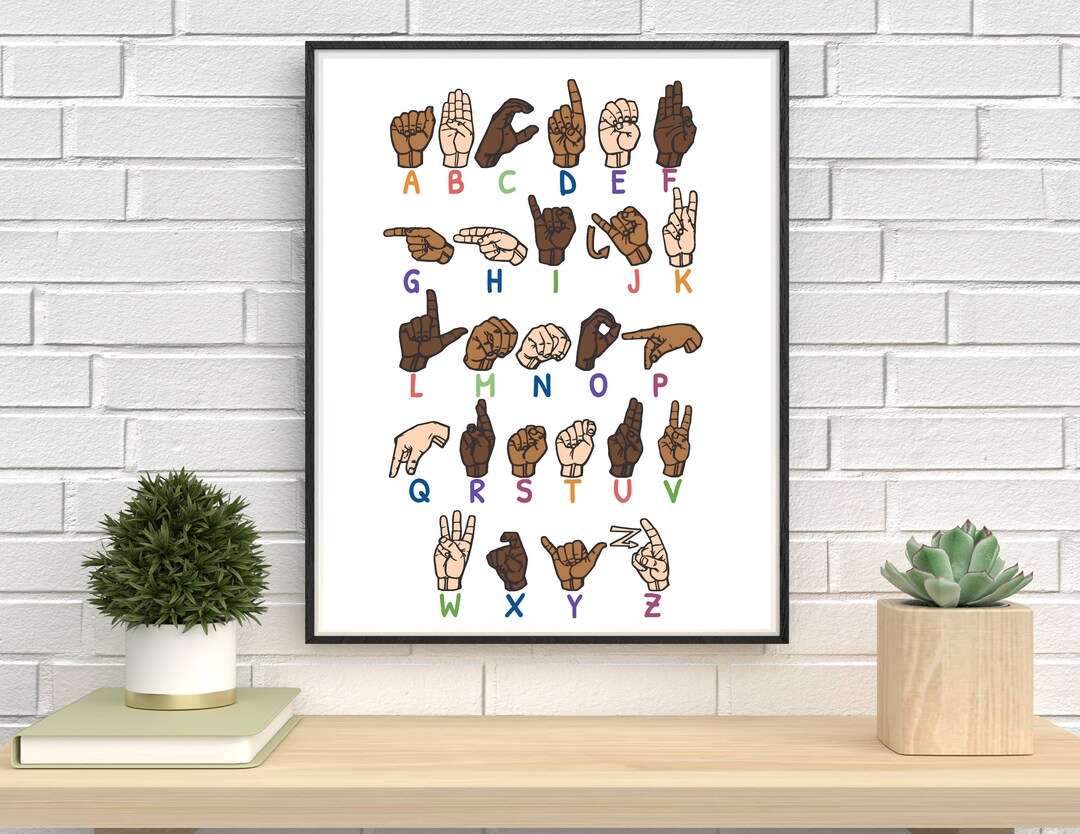 American Sign Language Poster | ASL Color Alphabet | DIGITAL DOWNLOAD ...