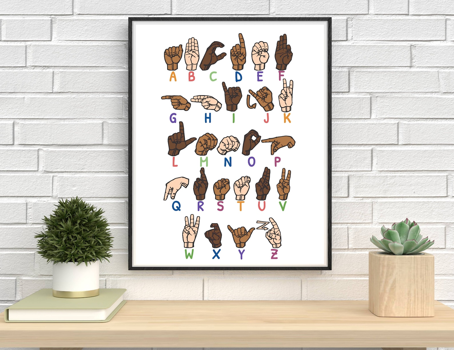 American Sign Language Poster ASL Color Alphabet DIGITAL DOWNLOAD ...