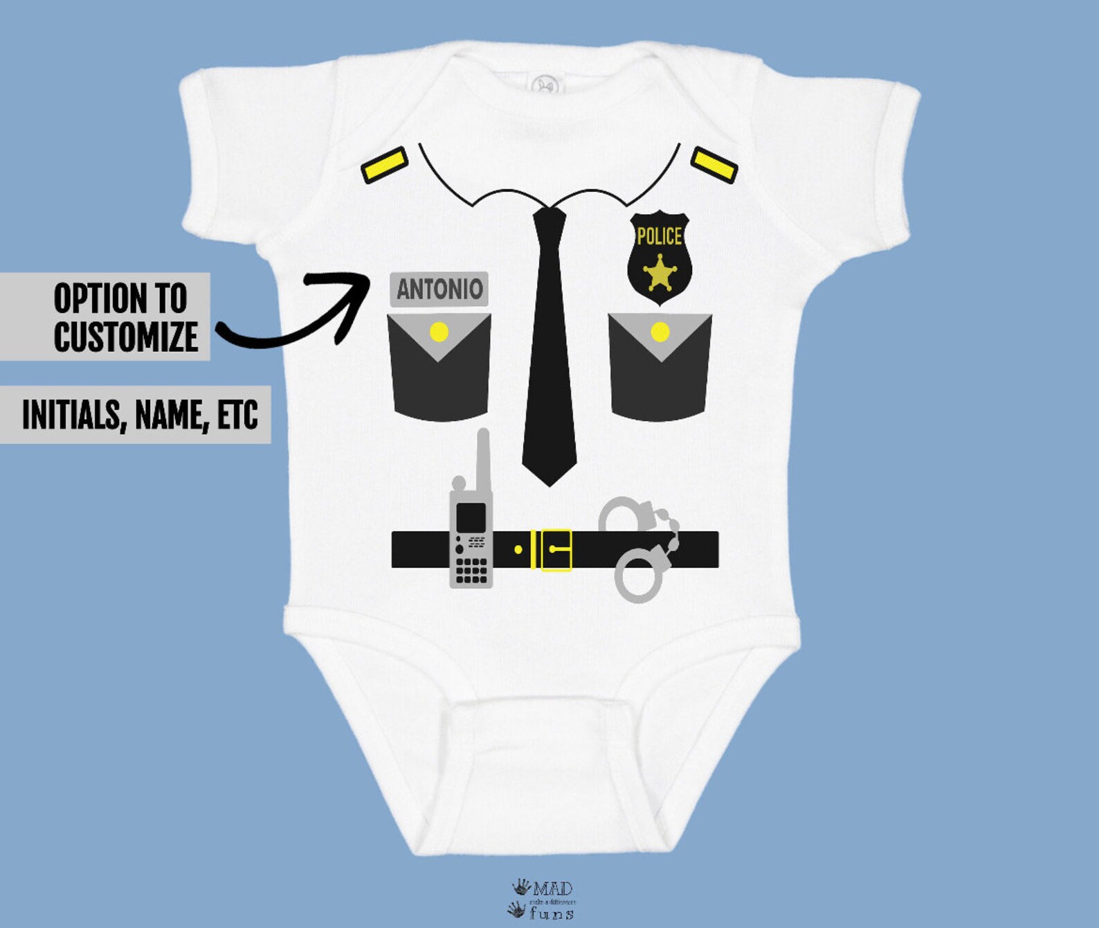 Kids Police Officer Custom Name Toddler Shirt Baby | Baby Cop Shirt ...