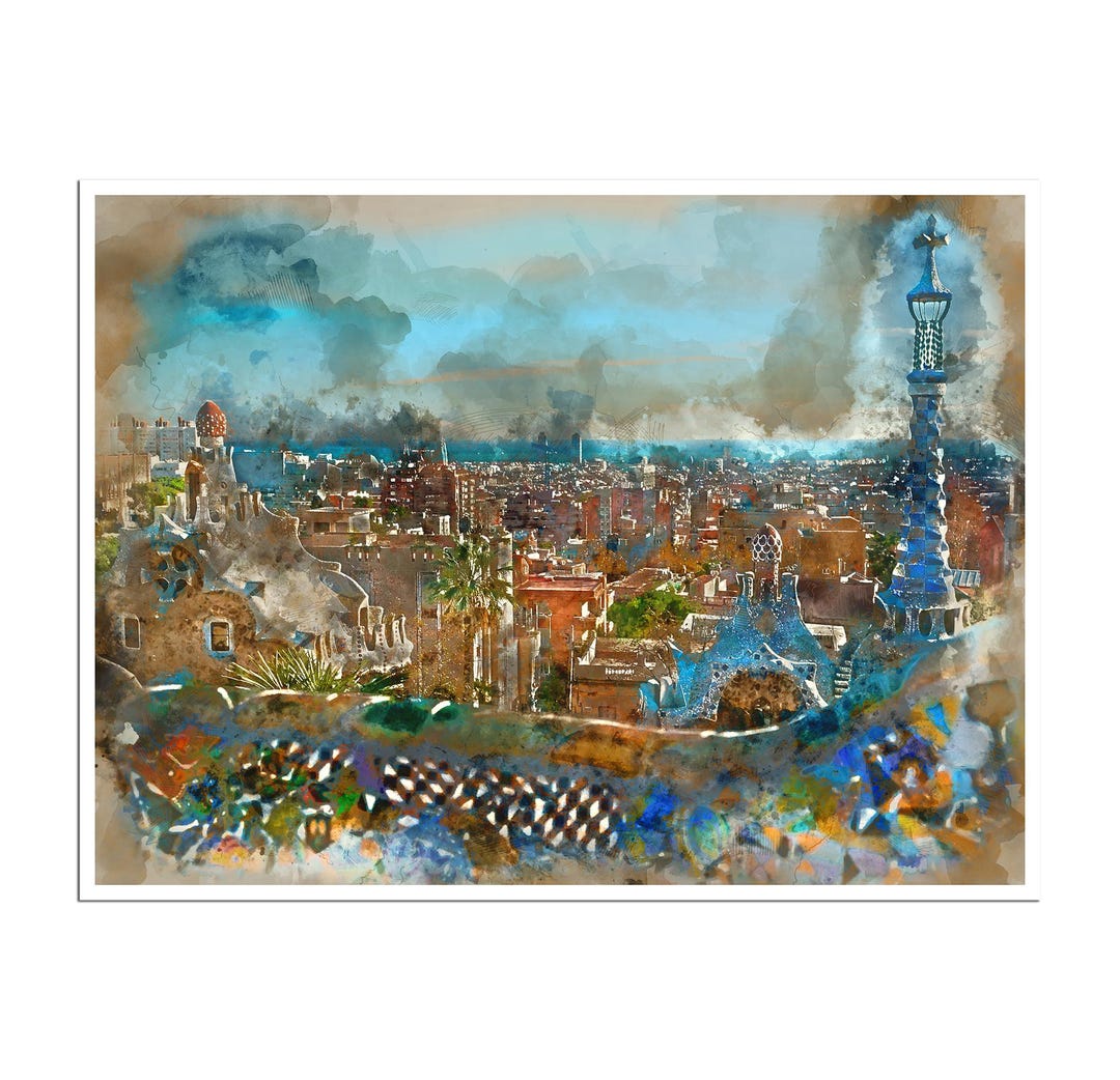 Barcelona Watercolor Art Spain Poster Spanish Postcard Wb35a - Etsy