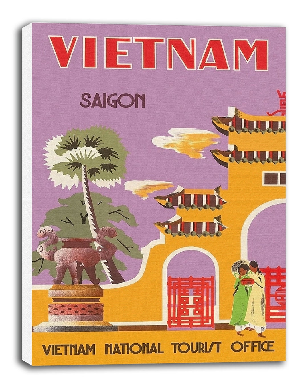 Saigon Vietnam Vintage Art Travel Poster Print Canvas Hanging - Etsy