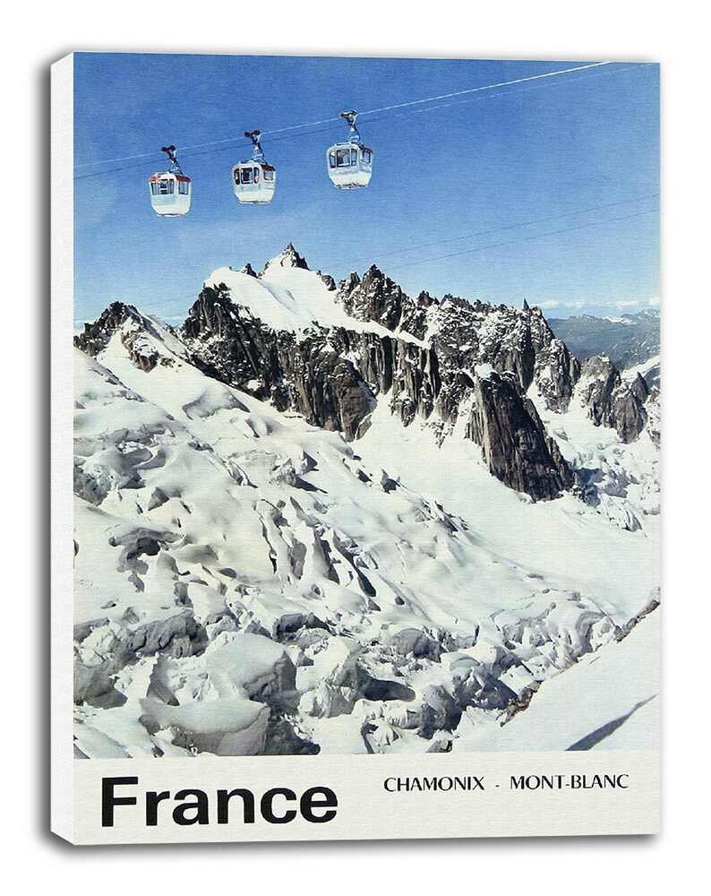 Chamonix France Ski Art Canvas Travel Poster Print Hanging | Etsy