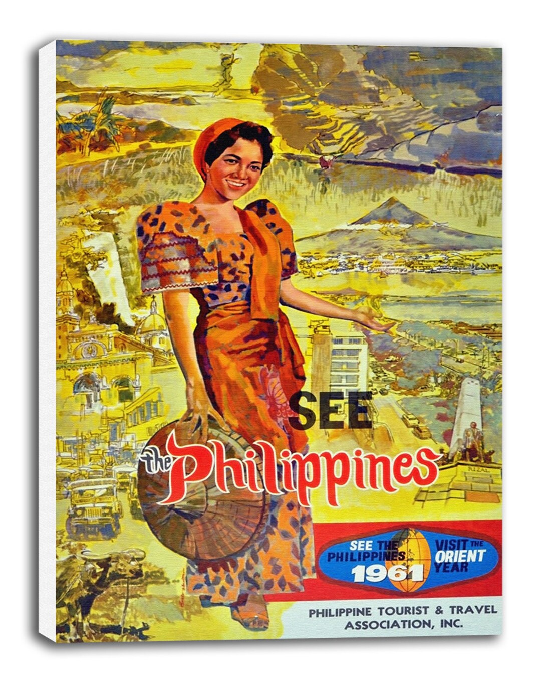 Philippines Travel Poster Vintage Art Canvas Print Hanging Retro Wall ...