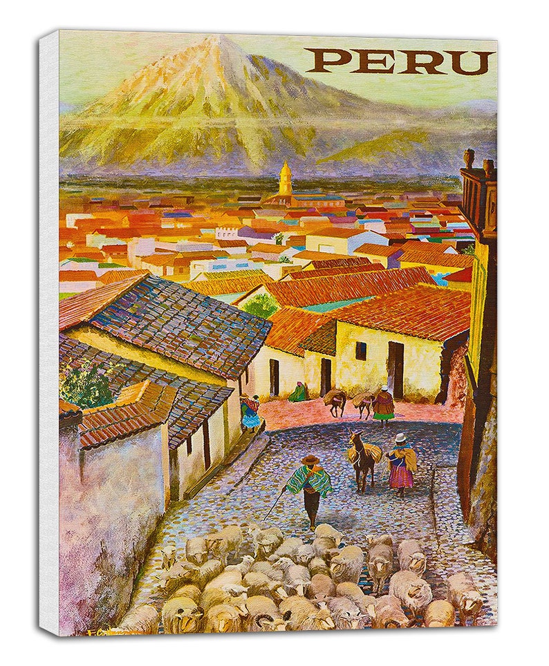 Peru Print Travel Poster Vintage South America Art Canvas | Etsy