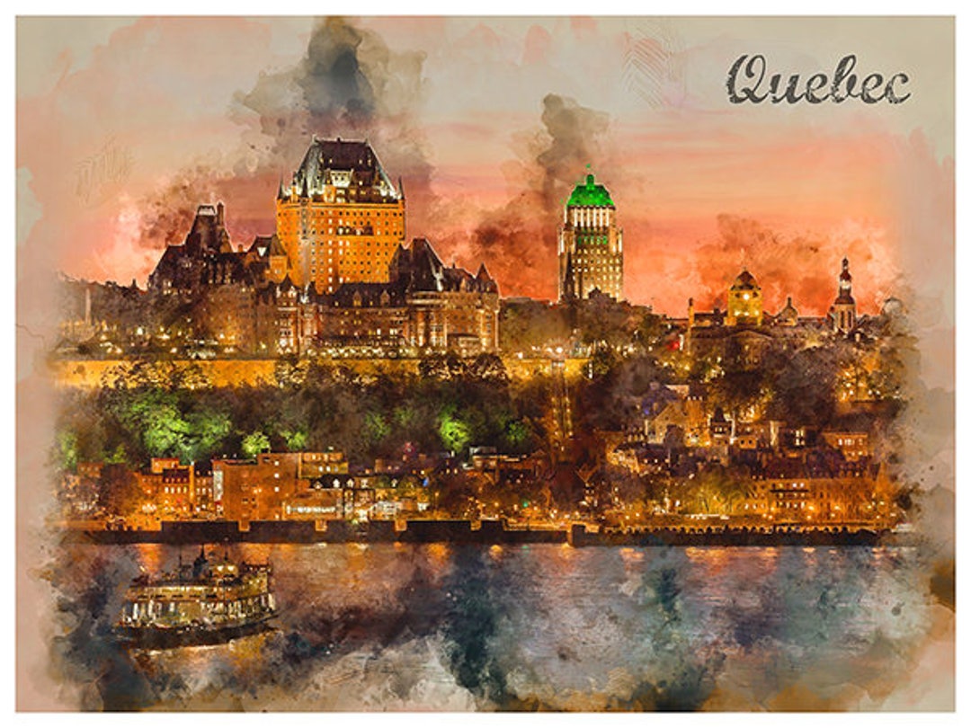 Quebec Art Canada Travel Poster Watercolor Print Retro Home Decor WB14 ...