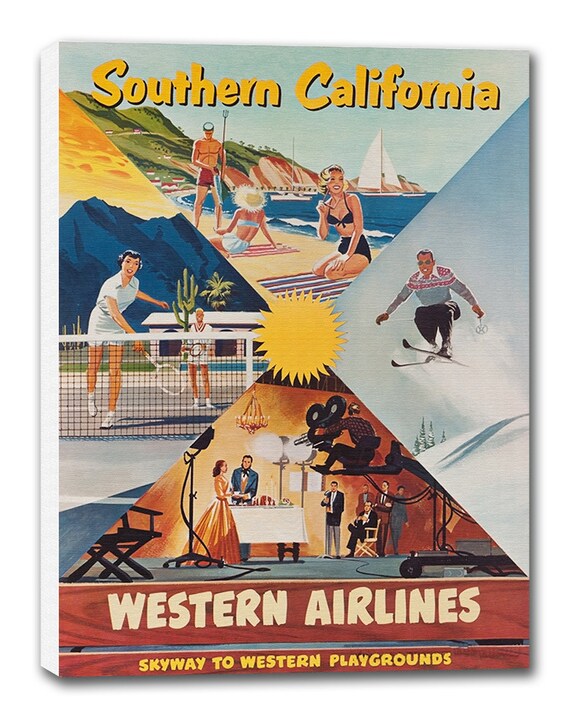 Southern California Vintage Art Travel Poster Print Canvas | Etsy
