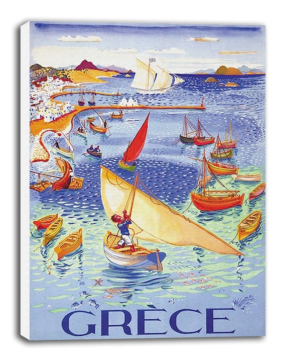 Greece Travel Poster Vintage Greek Art Retro Home Decor Art | Etsy