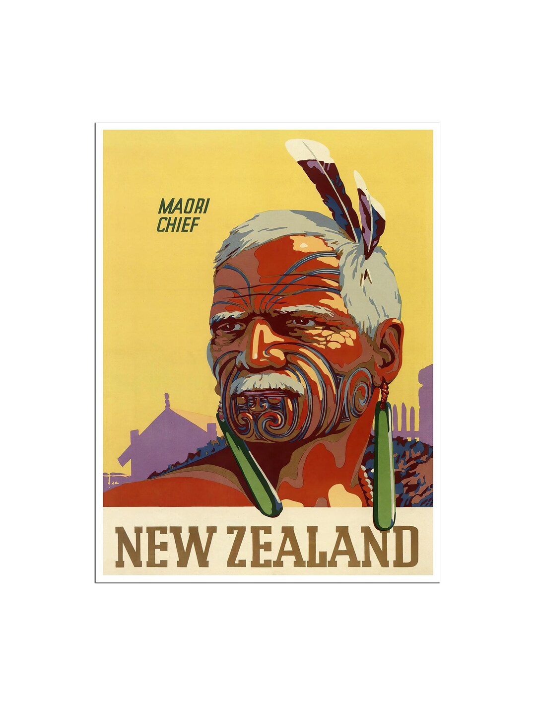 New Zealand Print Maori Painting Travel Poster Art Xr89a - Etsy