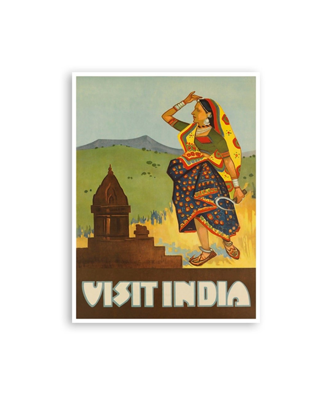 Vintage India Art India Travel Poster Retro Indian Print XR1623 - Etsy