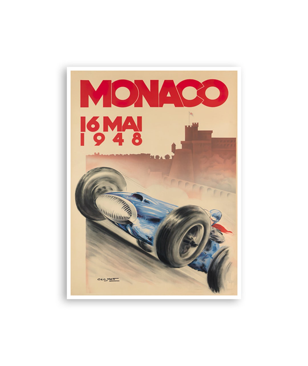 Monaco Racing Poster Race Car Art Canvas Travel Print French Riviera ...