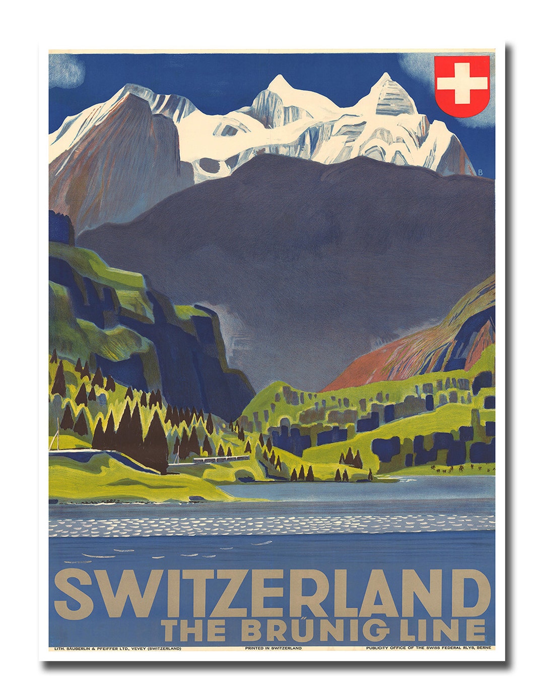 Vintage Swiss Art Switzerland Travel Poster Print Canvas Hanging Wall ...