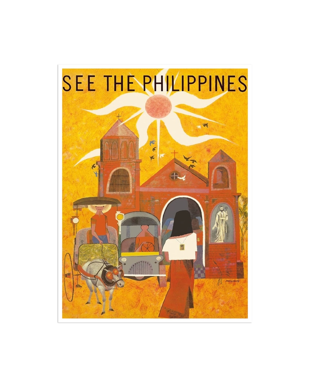 Philippines Travel Poster Vintage Art Canvas Print Hanging Retro Wall ...