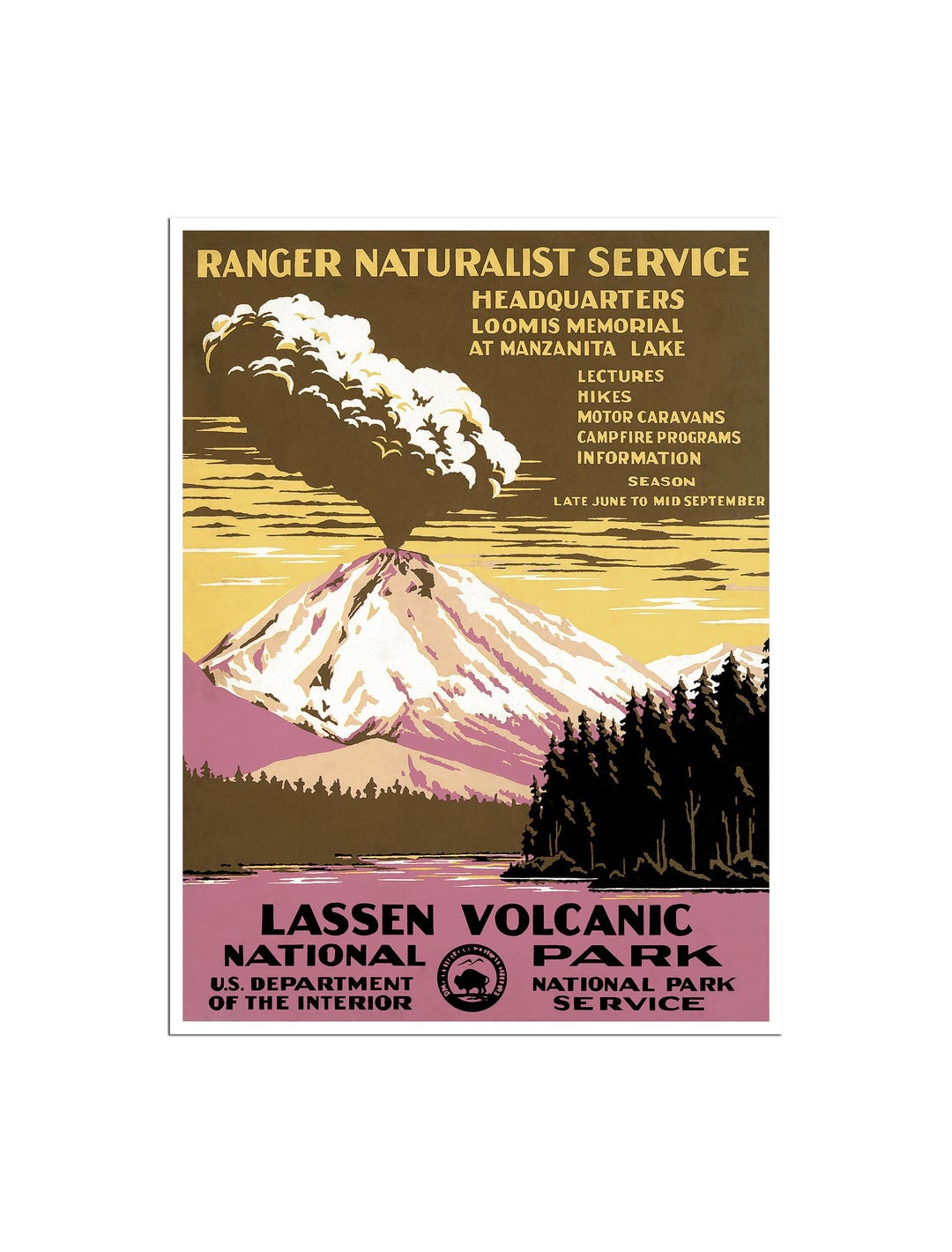 Lassen Volcanic Art National Park Print WPA Poster Tr35a - Etsy