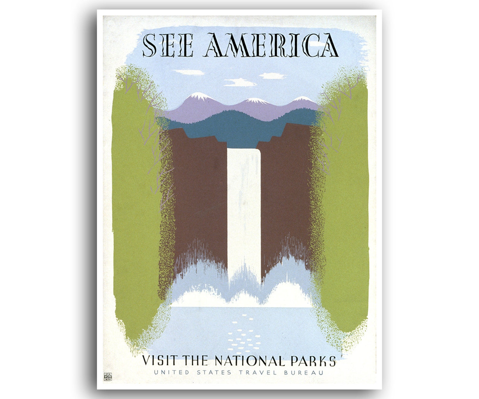 Retro Americana Art Print America Travel Poster Vintage Canvas | Etsy