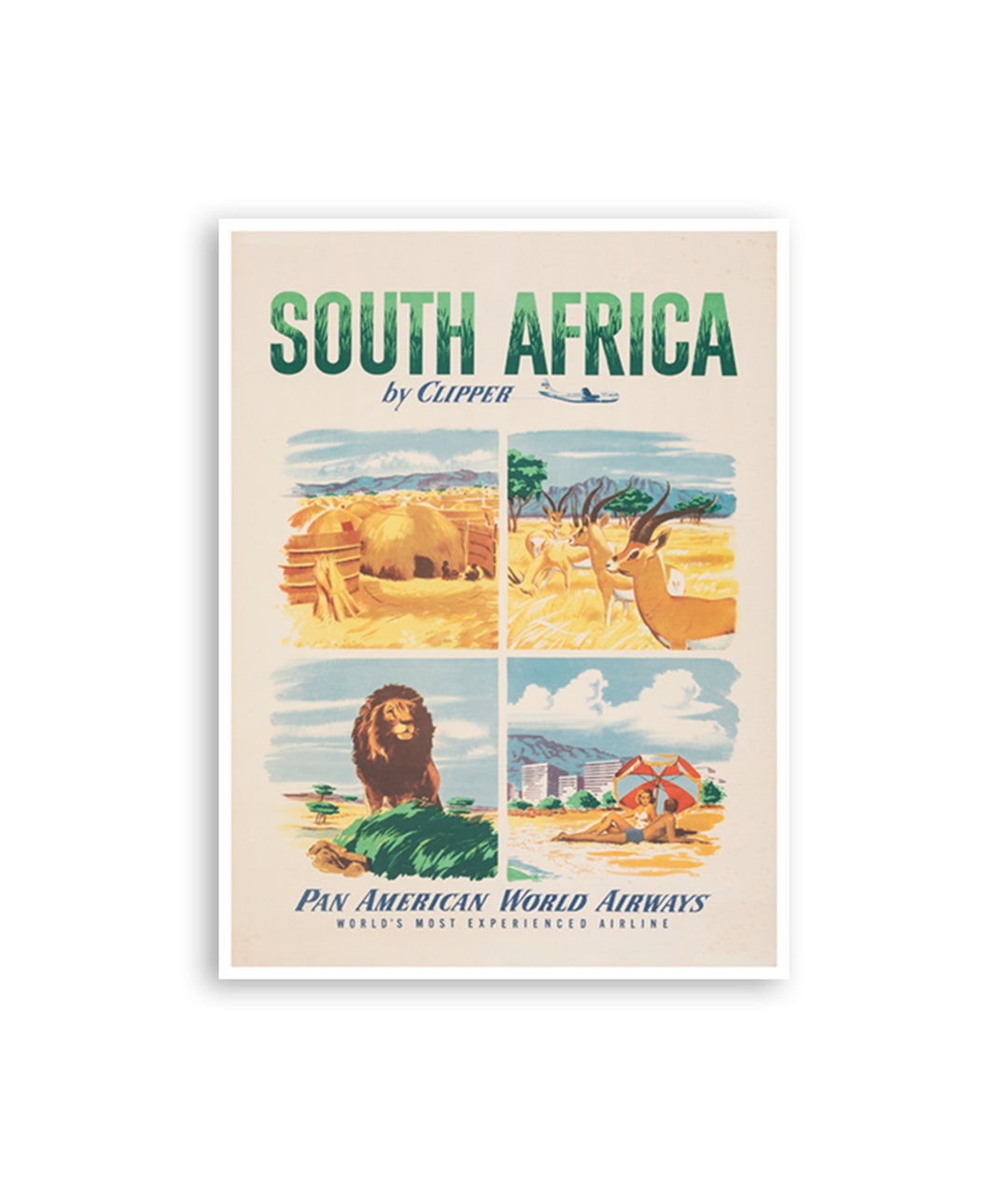 South Africa Poster Vintage Travel Art Retro Home Decor Print Xr3697 - Etsy