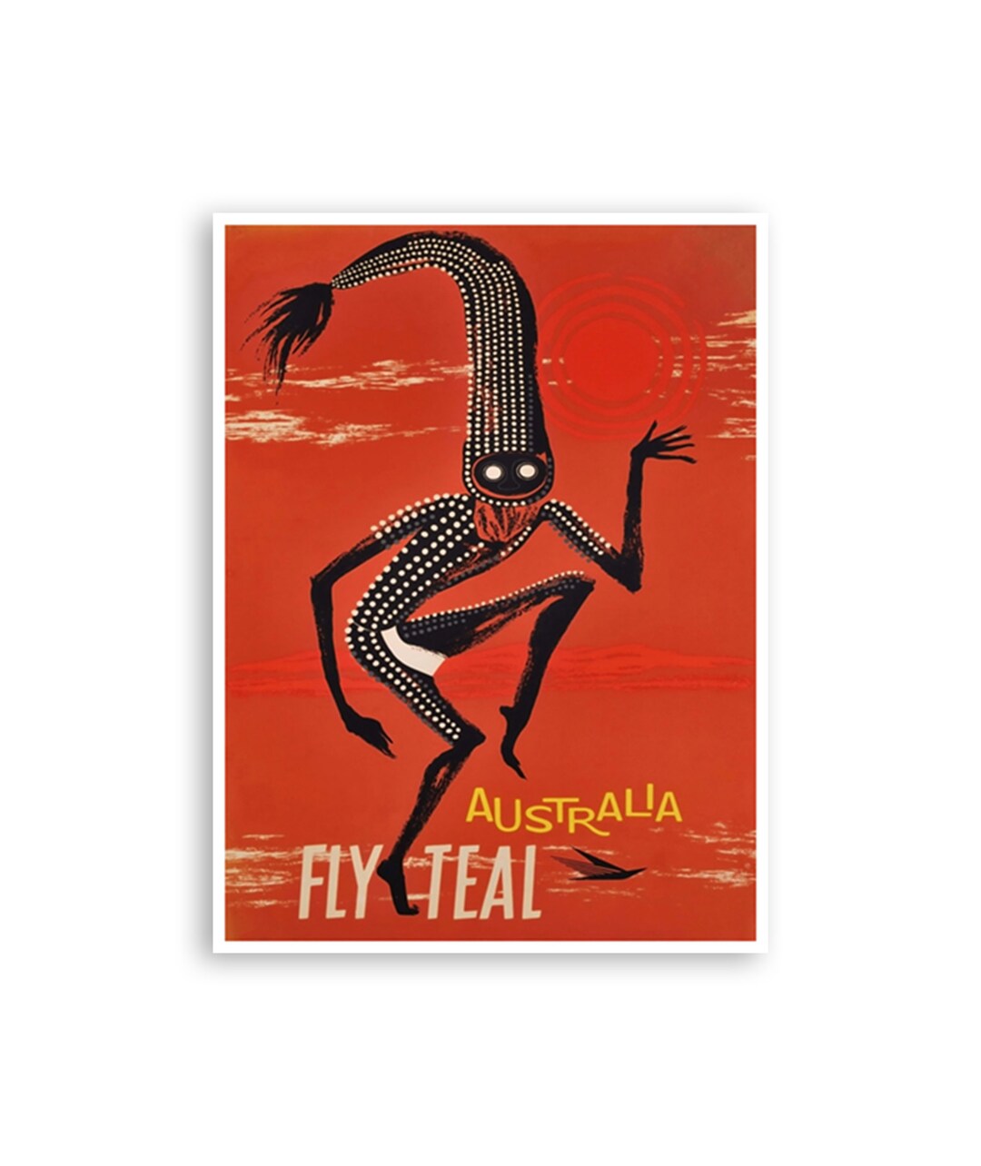 Australia Poster Aboriginal Art Teal Airlines Travel Print Xr1600a - Etsy