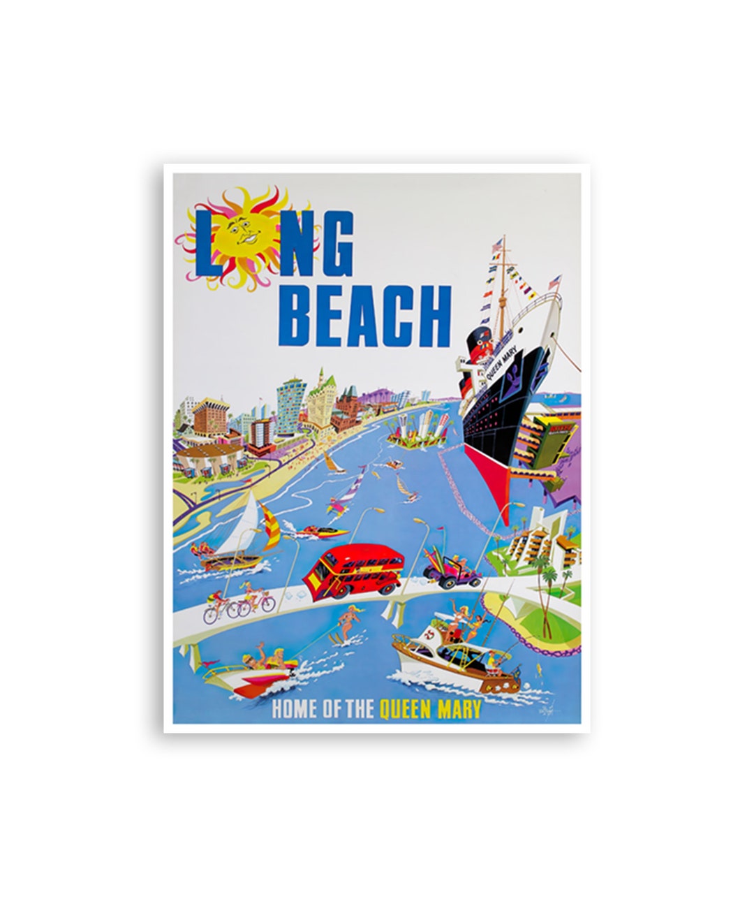 Long Beach Poster California Travel Art Print Vintage Decor Retro ...