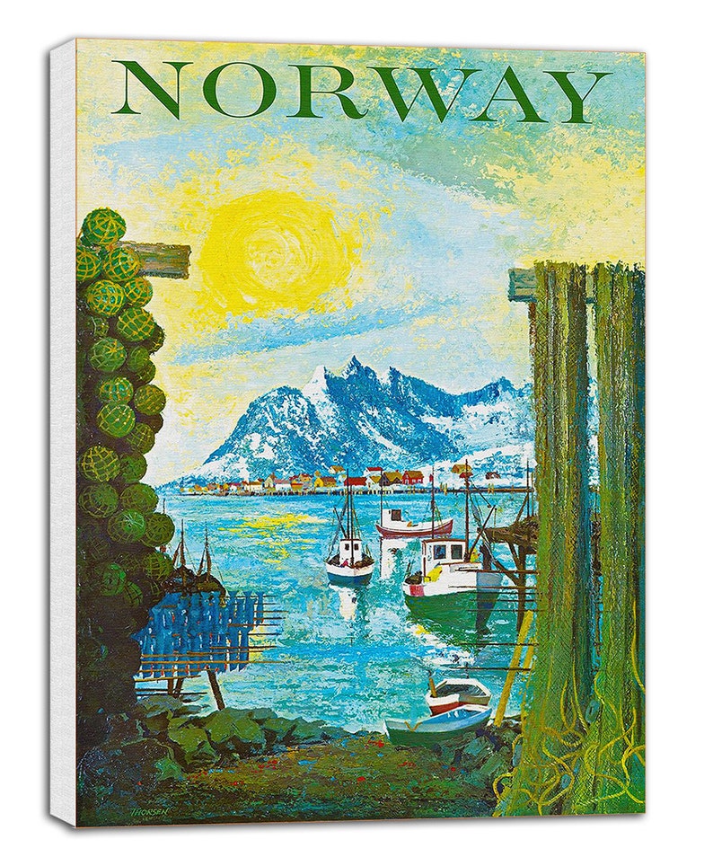 Norway Print Travel Poster Vintage Norwegian Art Canvas Decor - Etsy