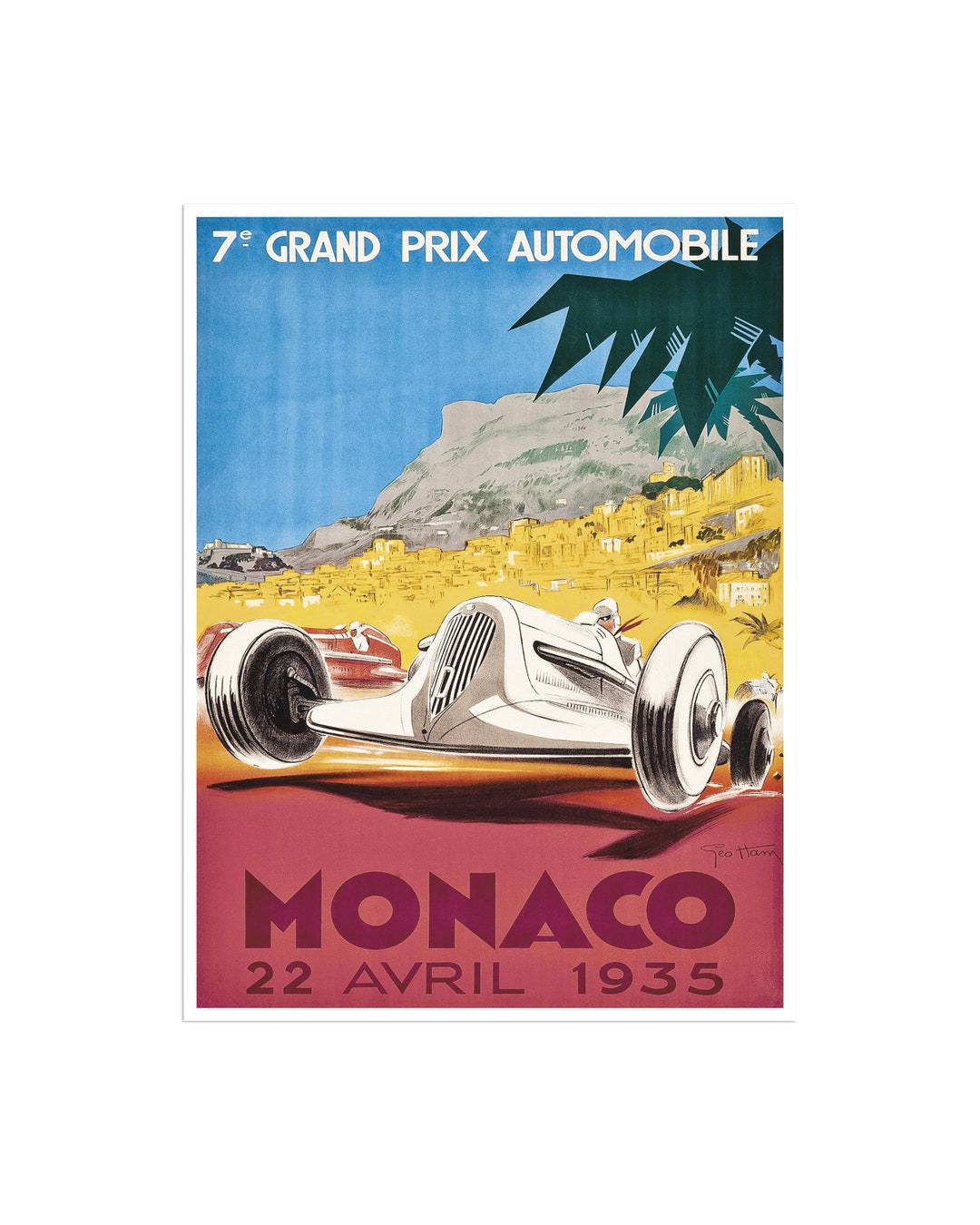 Monaco Race Car Art Canvas Travel Poster Print Hanging Wall Decor ...