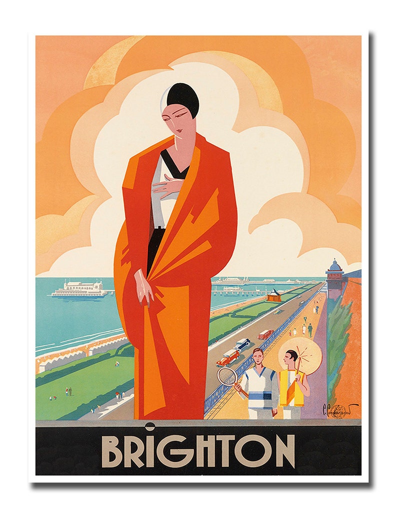 Brighton England Art Canvas English Travel Poster Print Hanging Wall ...