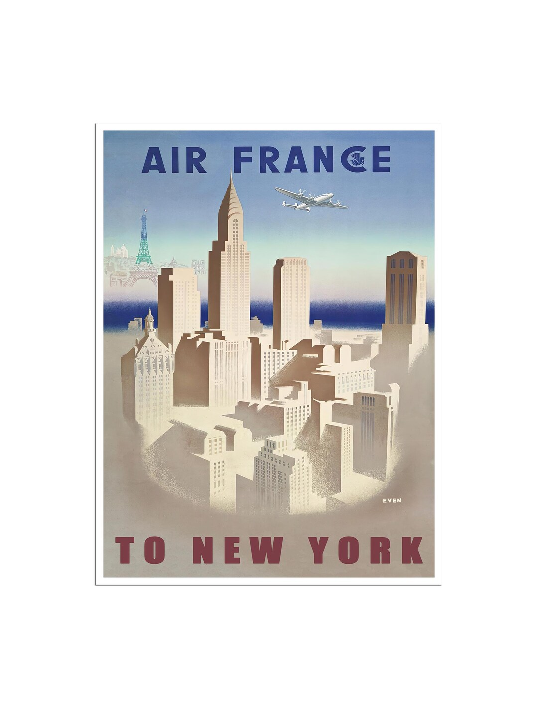 New York Poster Vintage Travel Sign New Yorker Gift Print Xr4883 - Etsy