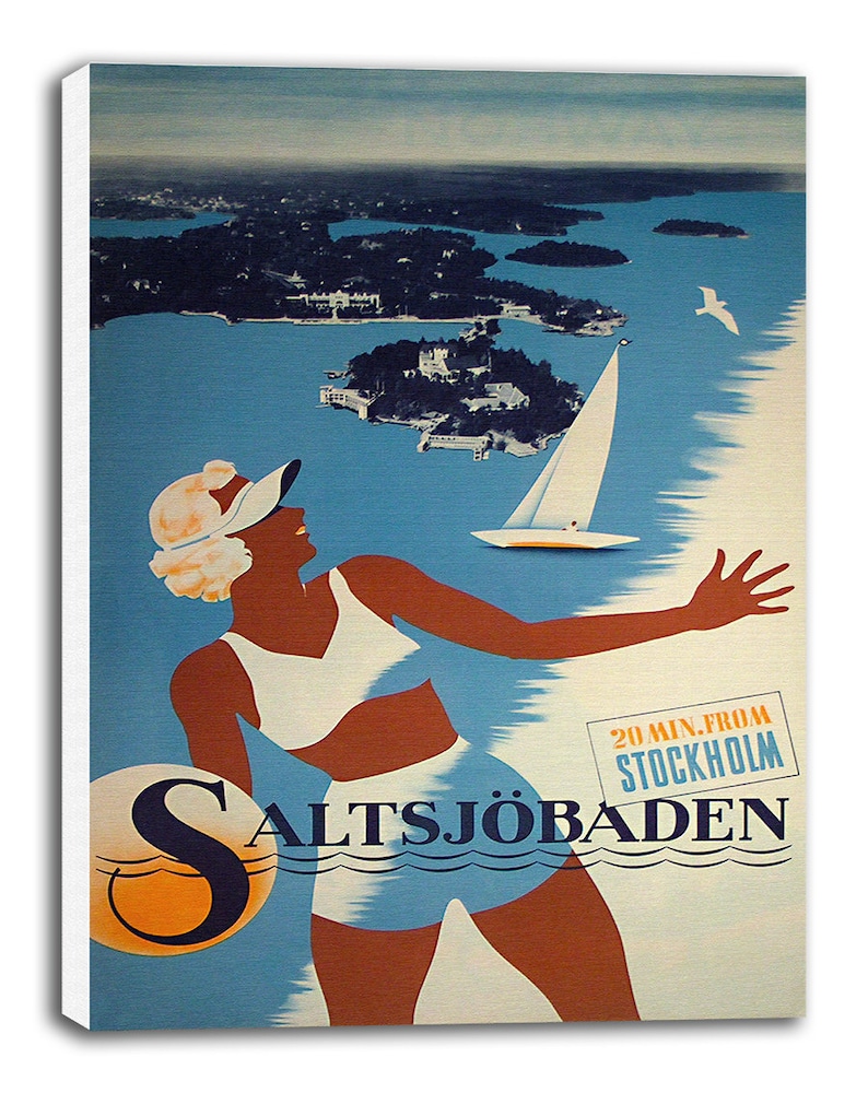 Sweden Art Print Swedish Travel Poster Vintage Canvas Decor - Etsy