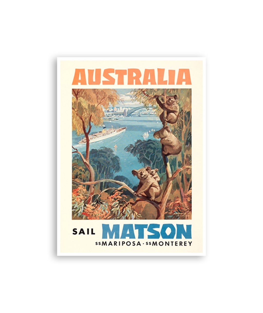 Australia Print Australian Art Matson Lines Travel Poster Xr3134a - Etsy