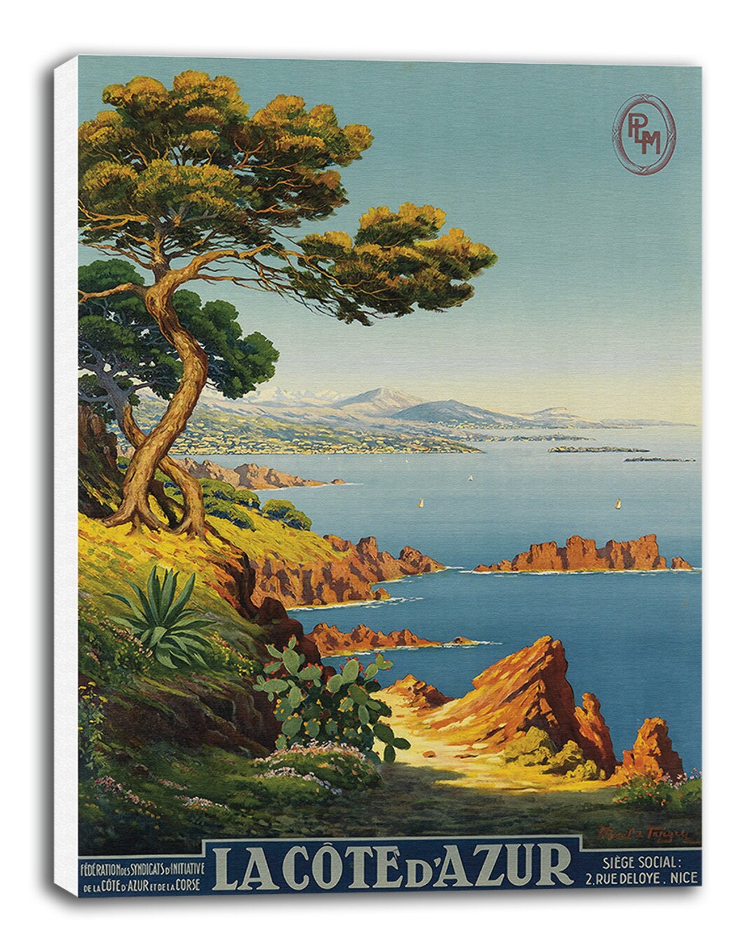 French Riviera Art Canvas Travel Poster Print Hanging Wall Decor Xr631 ...