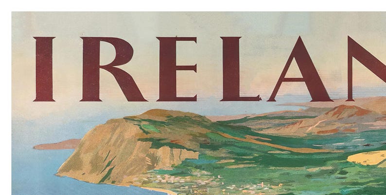 Vintage Ireland Art Poster Travel Print Irish Gift Hanging Wall Decor ...
