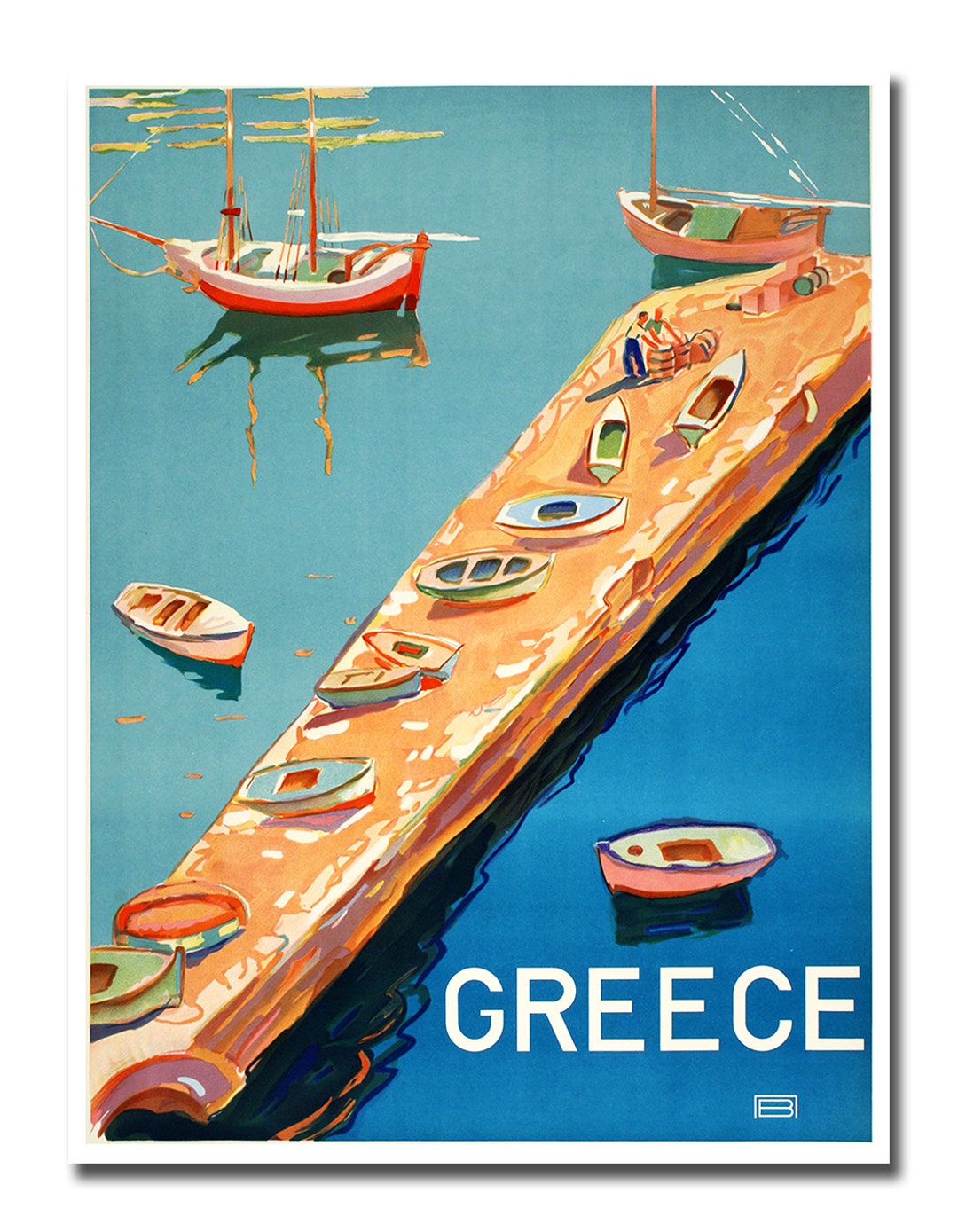 Greece Print Travel Poster Vintage Greek Art Canvas Decor Hanging Retro ...