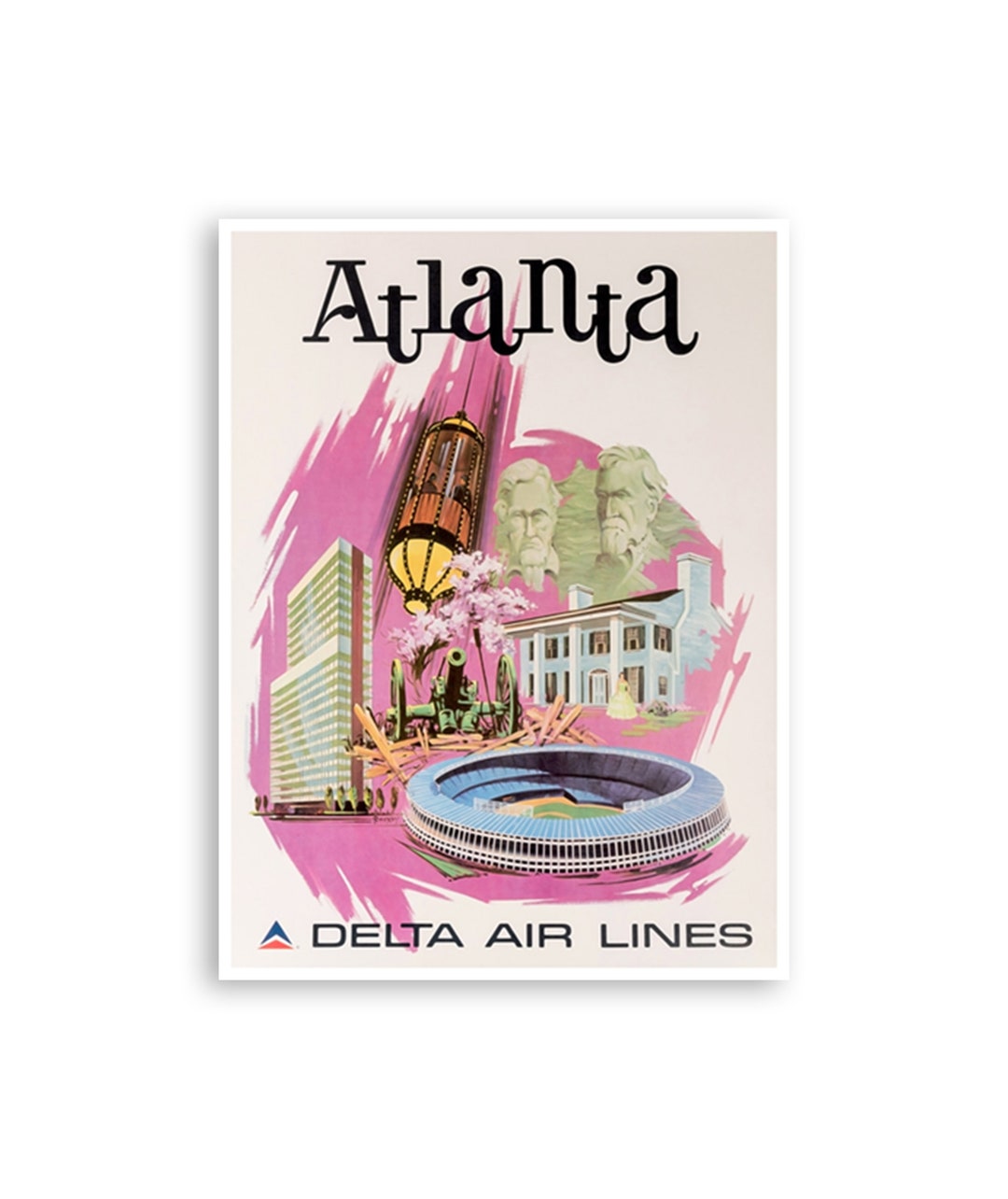 Vintage Atlanta at Print Georgia Travel Poster Canvas Decor Hanging ...