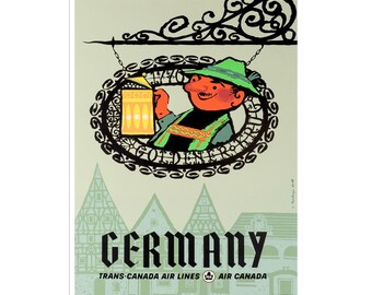Germany Travel Poster Art Vintage German Print Canvas Hanging | Etsy