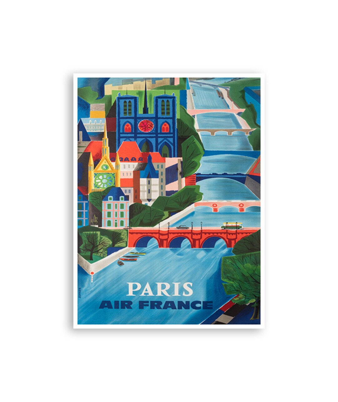 Vintage Paris Art French Bridges Poster Air France Print XR3093 - Etsy