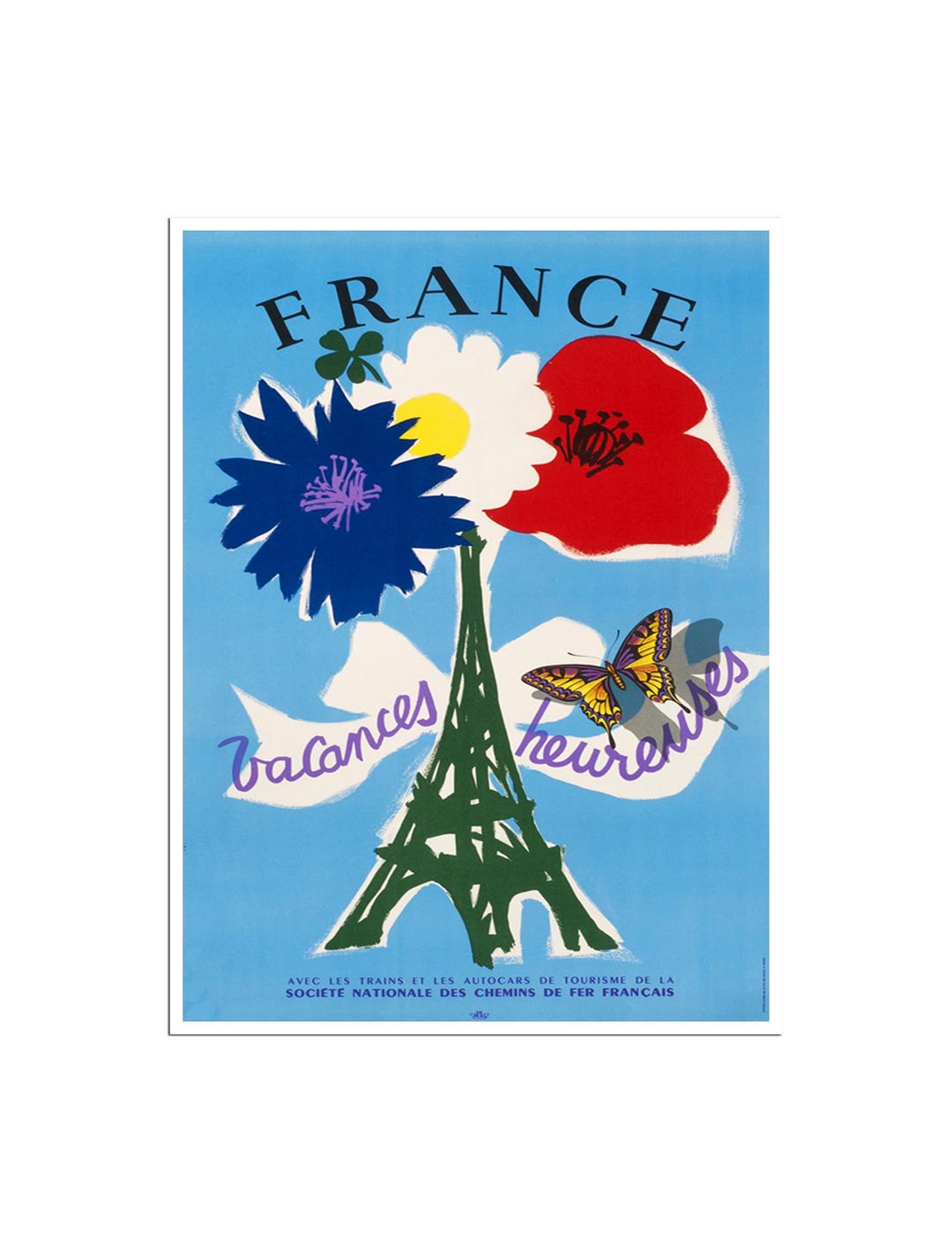 French Art France Travel Poster Eiffel Tower Print Xr543a - Etsy