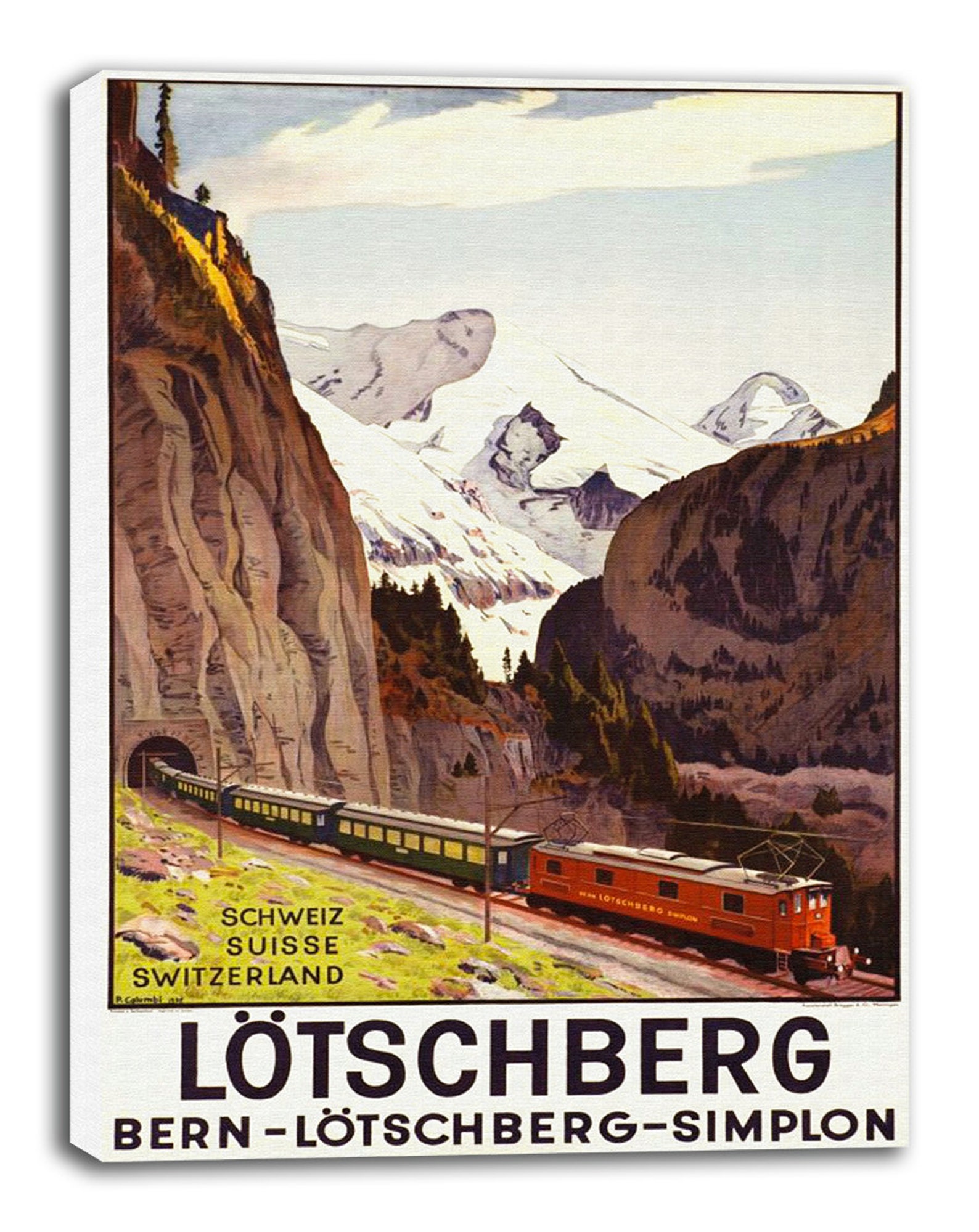 Lotschberg Switzerland Print Travel Poster Retro Swiss Art - Etsy
