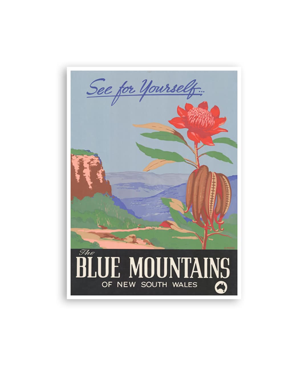 Blue Mountains Art Australia Vintage Travel Poster New South Wales ...