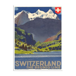 Vintage Swiss Art Switzerland Travel Poster Print Canvas Hanging Wall ...