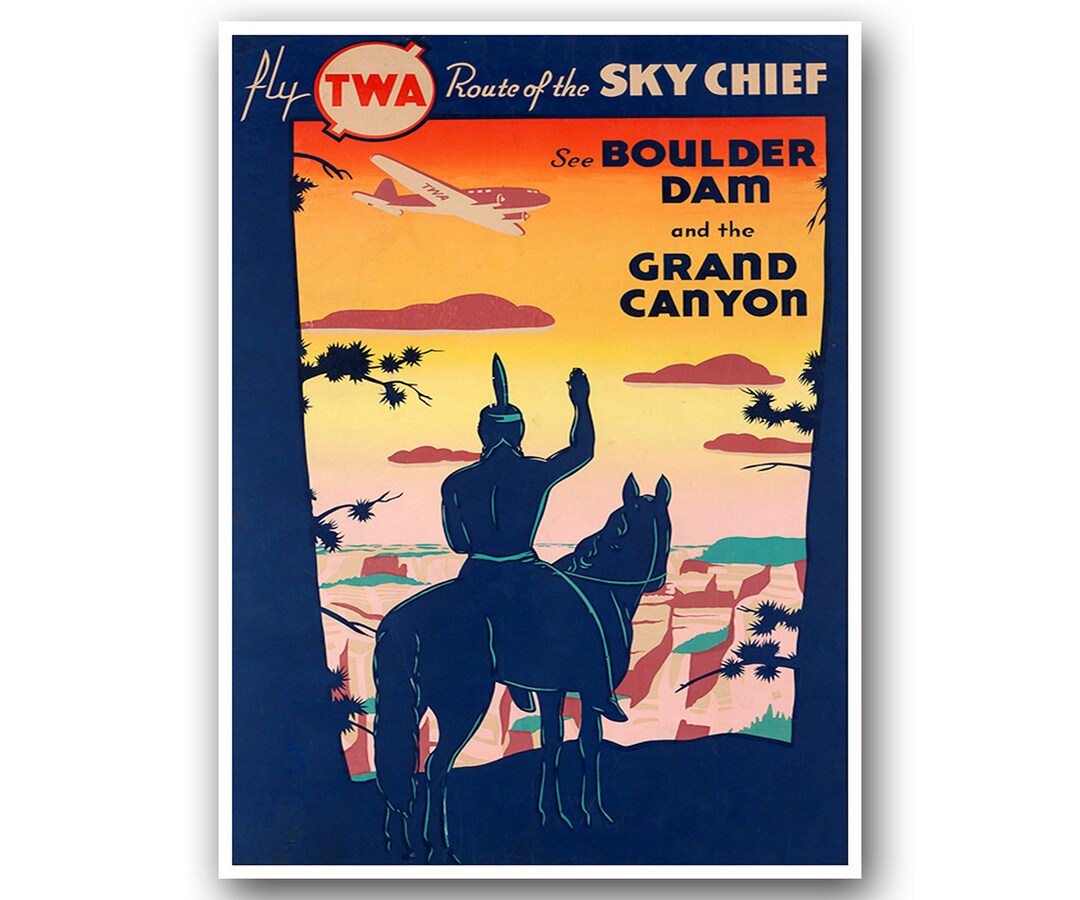 Grand Canyon Art Hoover Dam Print TWA Travel Poster Xr888a - Etsy