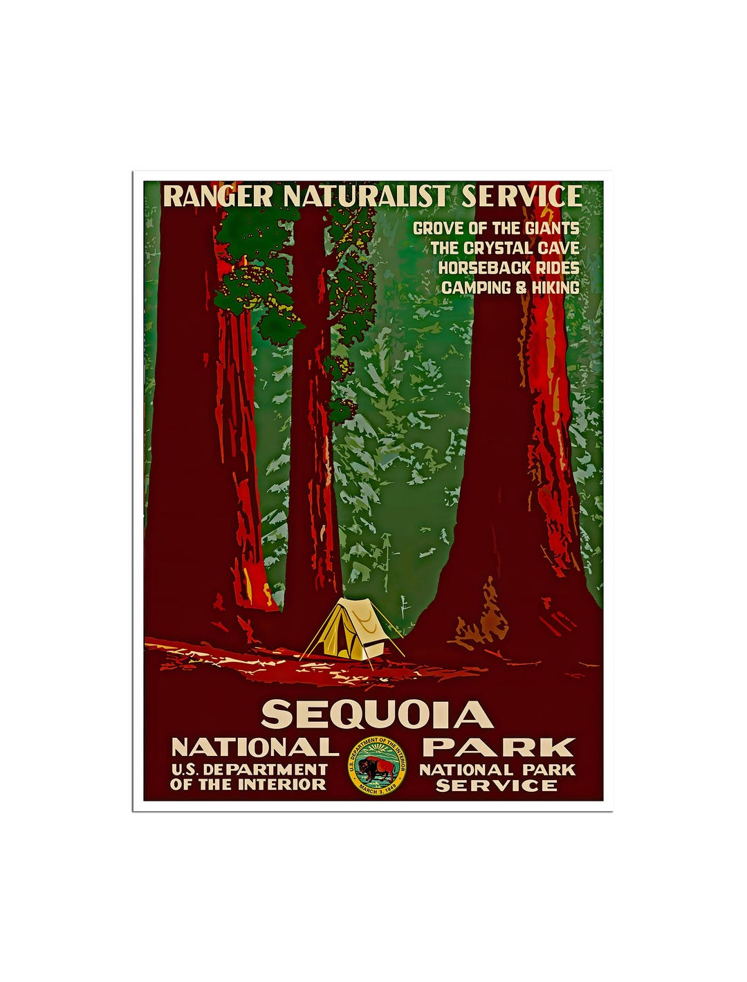 Sequoia National Park Poster WPA Sierra Nevada Art Print A181 - Etsy