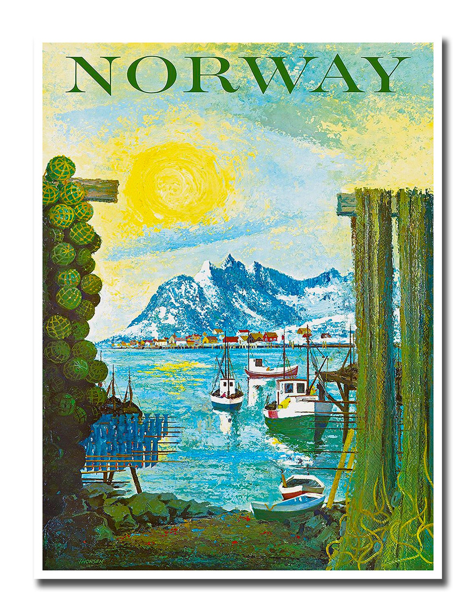 Norway Print Travel Poster Vintage Norwegian Art Canvas Decor - Etsy