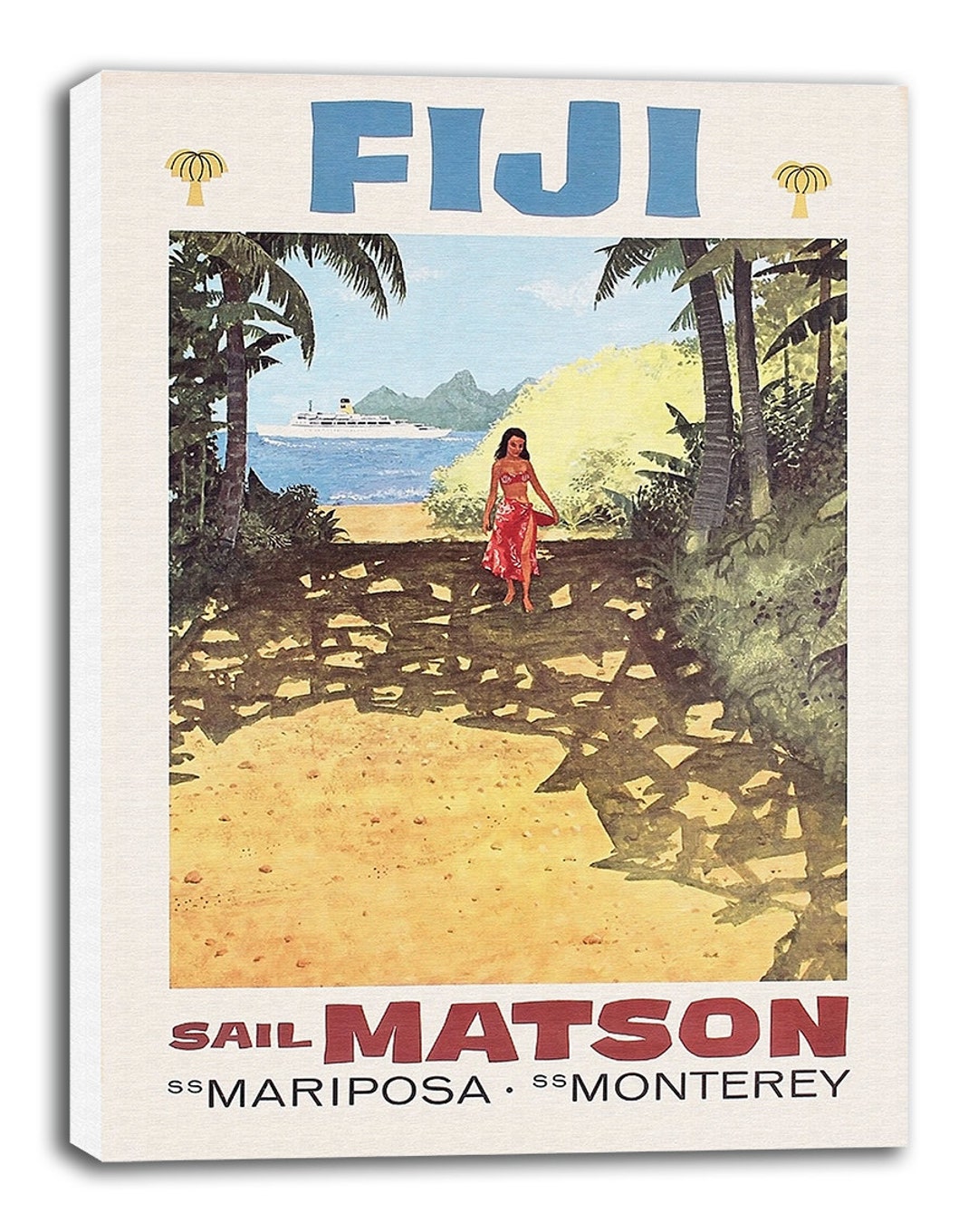 Fiji Travel Poster Vintage Art Canvas Print Hanging Retro Wall Decor ...