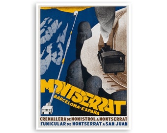 Montserrat Barcelona Espana Vintage Travel Poster Poster Paper or ...