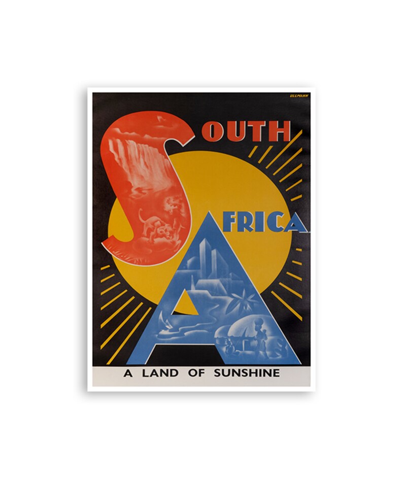 South Africa Print Travel Poster African Art Xr3799a - Etsy