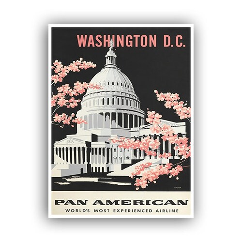 Washington DC Vintage Art Travel Poster Print Canvas Hanging | Etsy